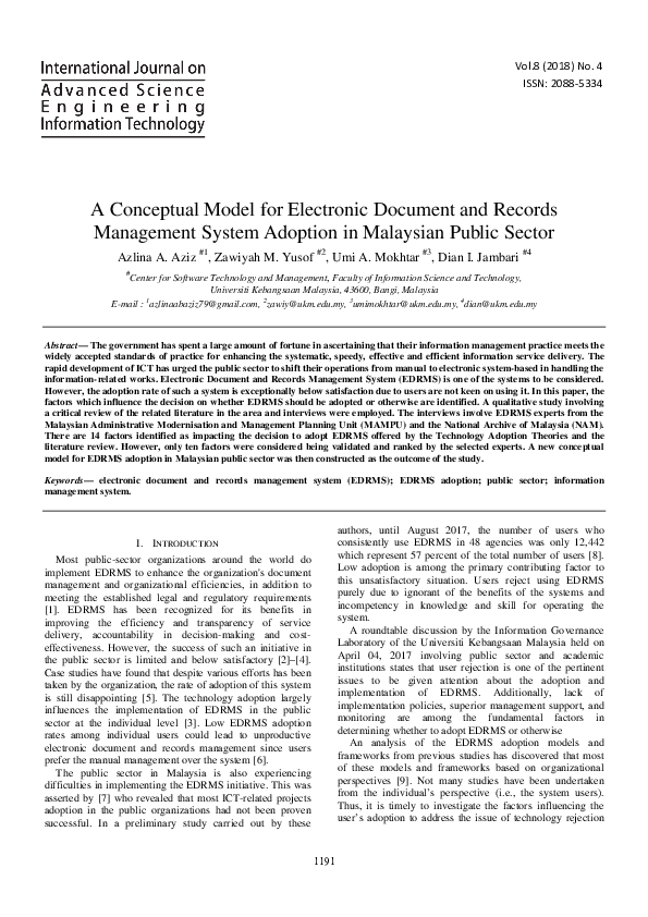 (PDF) A Conceptual Model for Electronic Document and Records Management ...