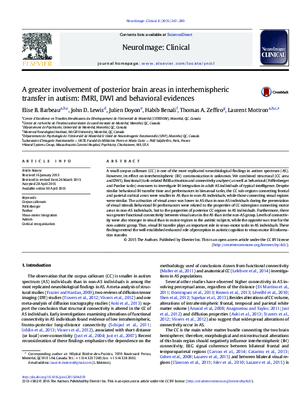 (PDF) A greater involvement of posterior brain areas in ...