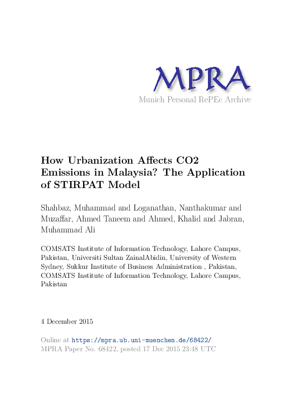 (PDF) How urbanization affects CO2 emissions in Malaysia? The ...
