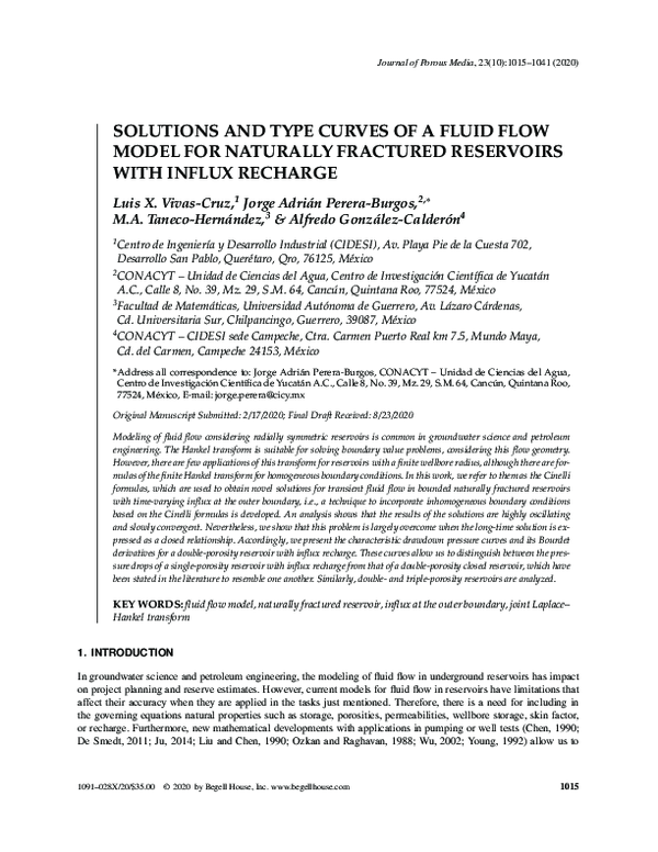 (PDF) Solutions and Type Curves of a Fluid Flow Model for Naturally ...