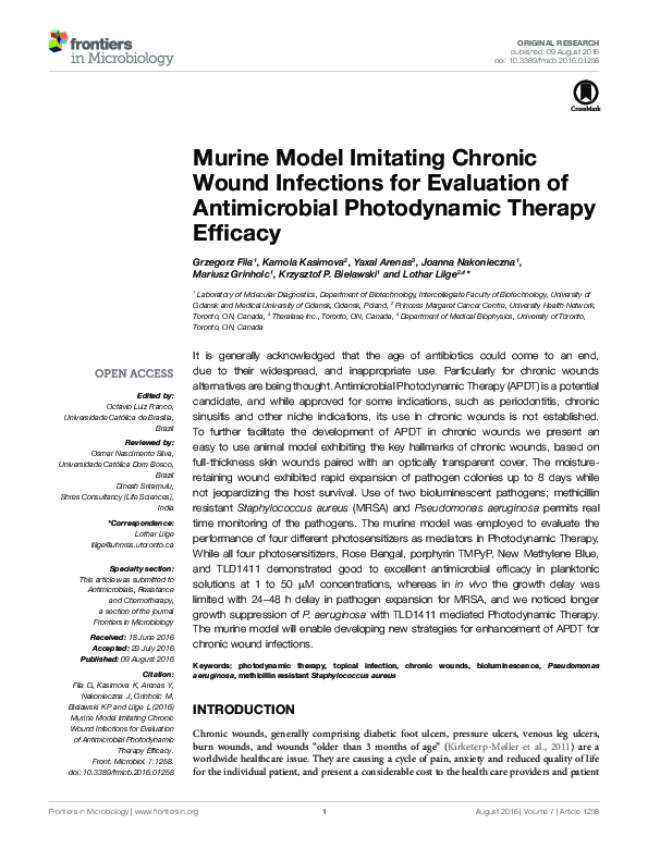 (PDF) Murine Model Imitating Chronic Wound Infections for Evaluation of ...