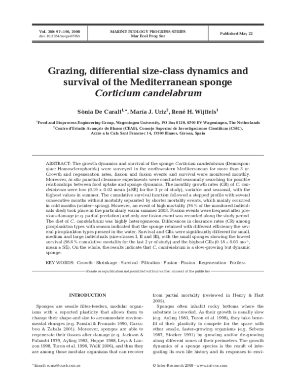 (PDF) Grazing, differential size-class dynamics and survival of the ...