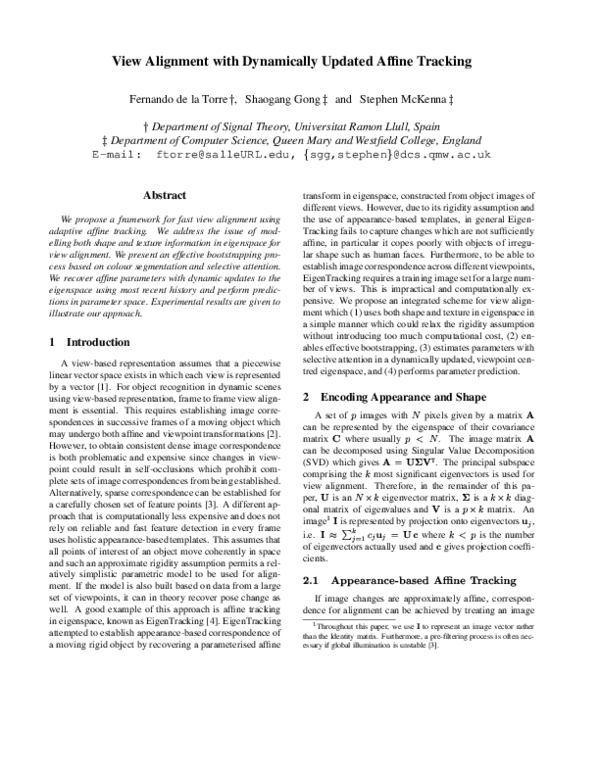Pdf View Alignment With Dynamically Updated Affine Tracking