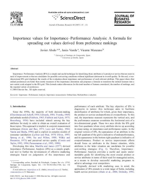 (PDF) Importance Values for Importance-Performance Analysis: A Formula ...