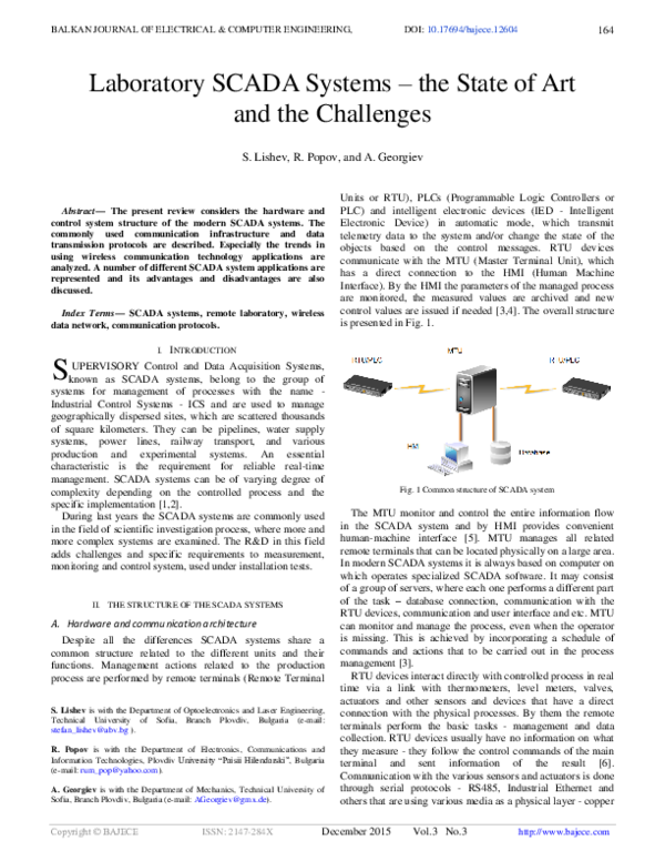 (PDF) Laboratory SCADA Systems – the State of Art and the Challenges