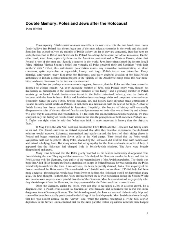 (PDF) Double Memory: Poles and Jews after the Holocaust
