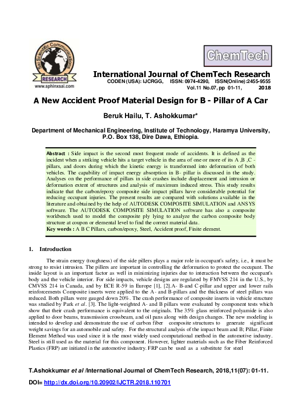 (PDF) A New Accident Proof Material Design for B -Pillar of A Car