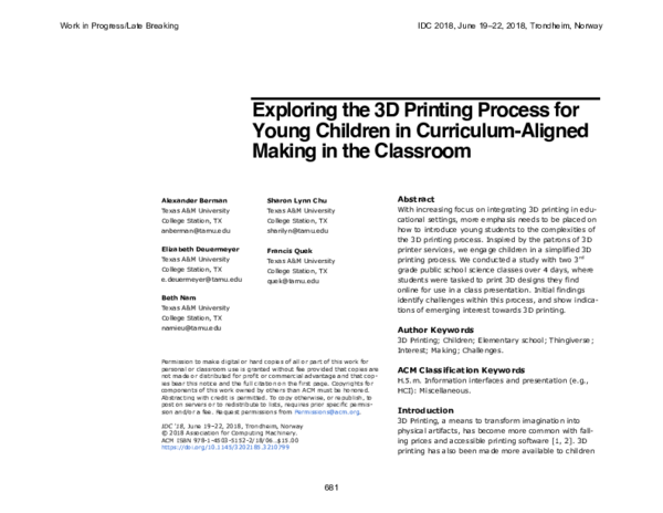 (PDF) Exploring the 3D printing process for young children in ...