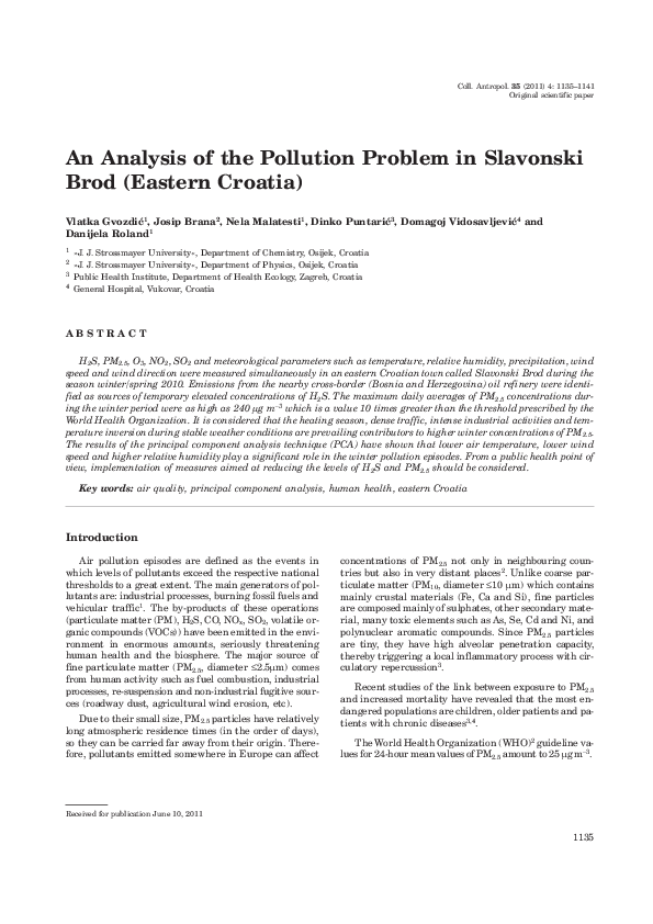 (PDF) An analysis of the pollution problem in Slavonski Brod (eastern ...