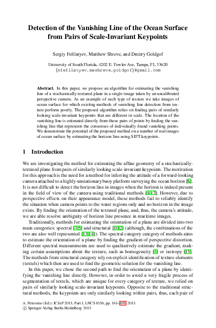(PDF) Detection of the Vanishing Line of the Ocean Surface from Pairs of Scale-Invariant Keypoints