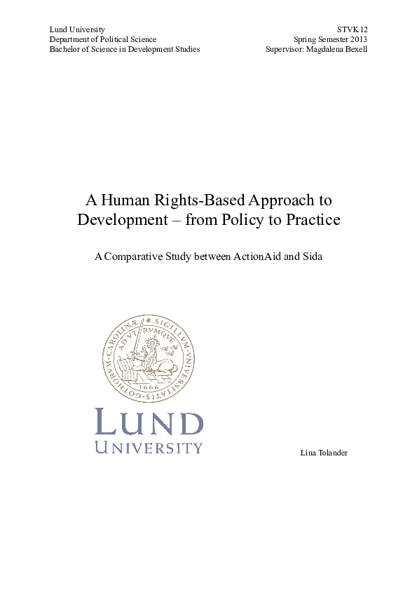 (PDF) A Human Rights-Based Approach to Development - From Policy to ...