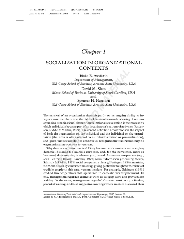 (PDF) Socialization in Organizational Contexts | Blake Ashforth ...