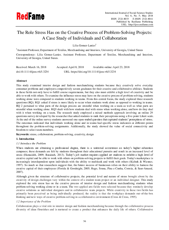 (PDF) The Role Stress Has on the Creative Process of Problem-Solving ...