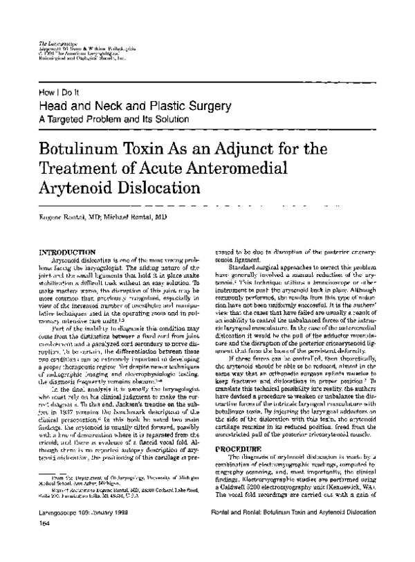 (PDF) Botulinum toxin as an adjunct for the treatment of acute ...
