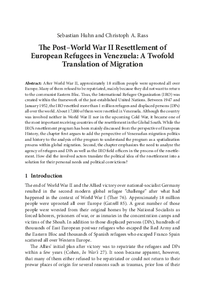 (PDF) The Post-World War II Resettlement of European Refugees in ...