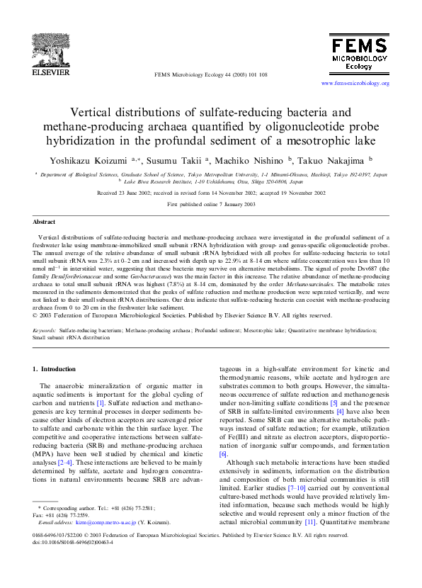 (PDF) Vertical distributions of sulfate-reducing bacteria and methane ...