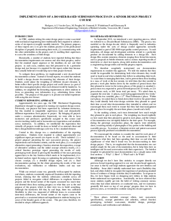 (PDF) Implementation of a Dossier-Based Submission Process in a Senior ...