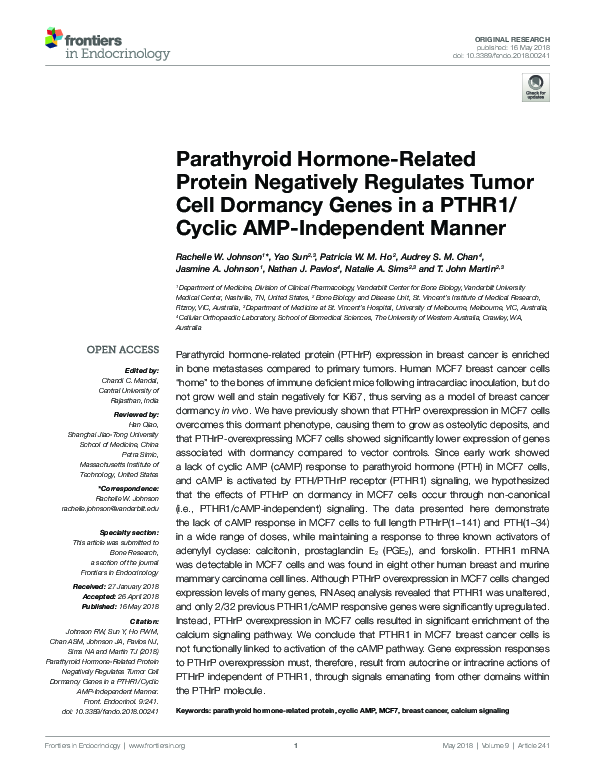 (PDF) Parathyroid Hormone-Related Protein Negatively Regulates Tumor ...