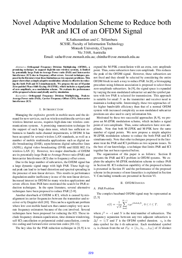 (PDF) Novel Adaptive Modulation Scheme to Reduce both PAR and ICI of an ...