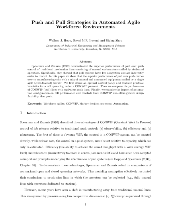 (PDF) Push and Pull Strategies in Automated Agile Workforce Environments