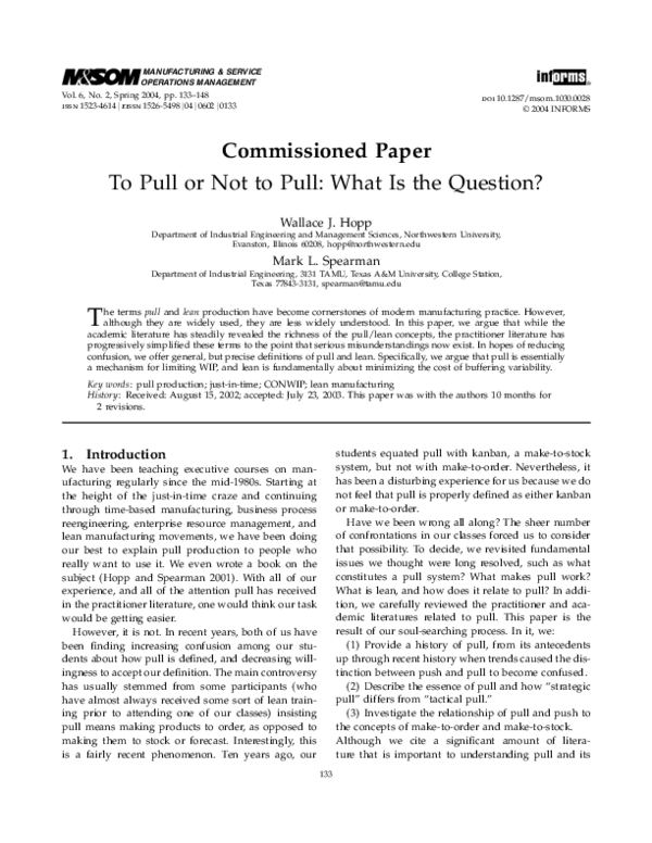 (PDF) Commissioned Paper To Pull or Not to Pull: What Is the Question?