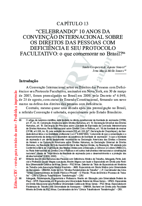 (PDF) 'Celebrando' 10 anos da Convenção Internacional sobre os Direitos ...