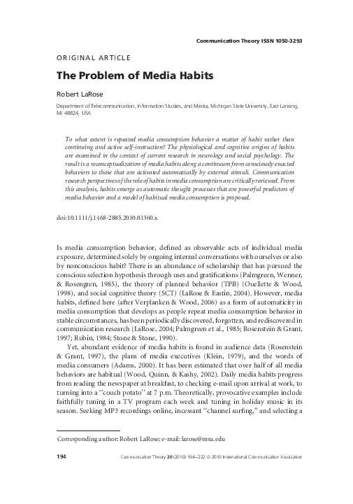(PDF) The Problem of Media Habits