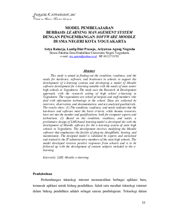 (PDF) Model Pembelajaran Berbasis Learning Management System Dengan Pengembangan Software Moodle ...