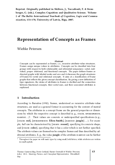 (PDF) Representation of Concepts as Frames