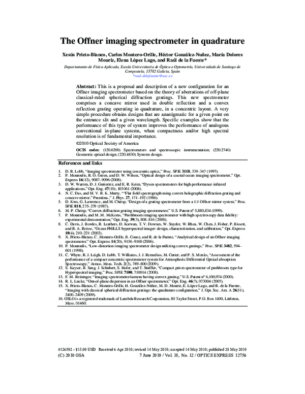 (PDF) The Offner imaging spectrometer in quadrature