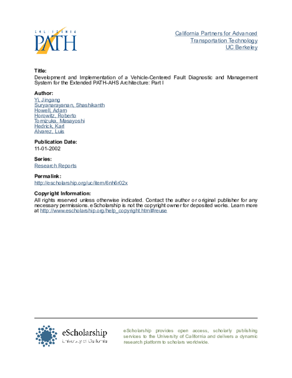 Pdf Development And Implementation Of A Vehicle Centered Fault Diagnostic And Management