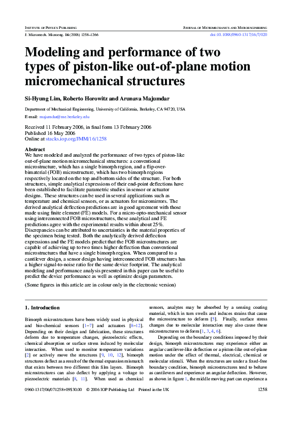 (PDF) Modeling and performance of two types of piston-like out-of-plane ...
