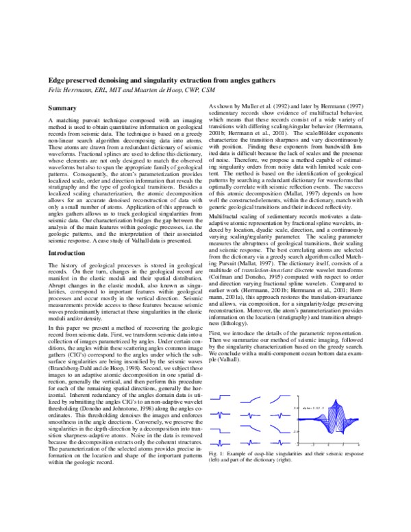 Pdf Edge Preserved Denoising And Singularity Extraction From Angles Gathers