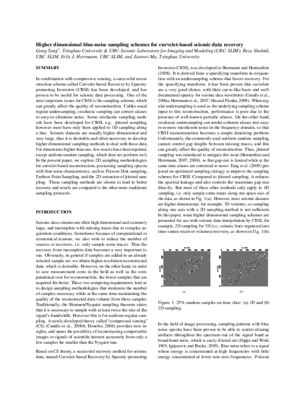 Pdf Higher Dimensional Blue‐noise Sampling Schemes For Curvelet‐based