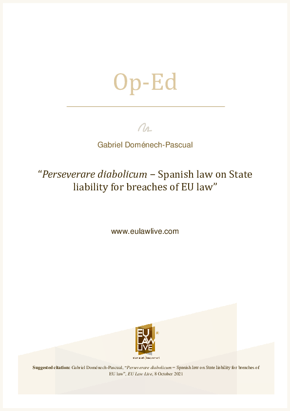 (PDF) Perseverare diabolicum. Spanish law on State liability for ...