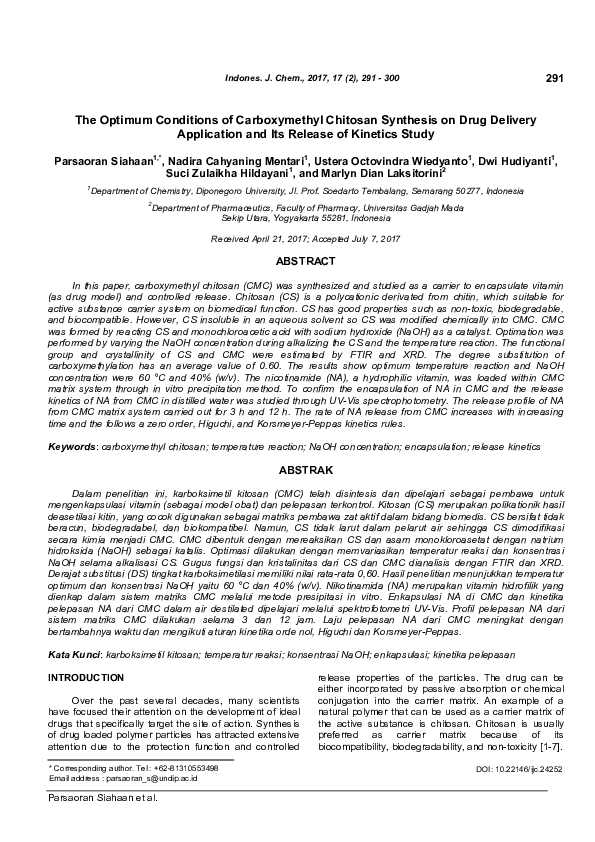 (PDF) The Optimum Conditions of Carboxymethyl Chitosan Synthesis on ...