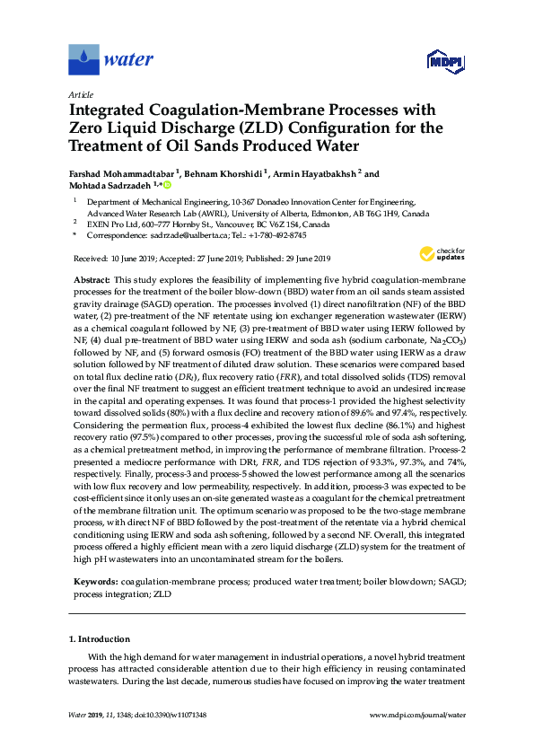(PDF) Integrated Coagulation-Membrane Processes with Zero Liquid ...