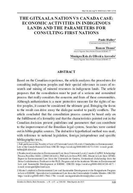 (PDF) The Gitxaala Nation vs Canada case: economic activities in ...