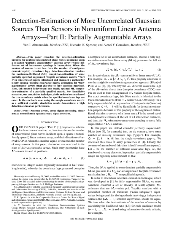 Pdf Detection Estimation Of More Uncorrelated Gaussian Sources Than