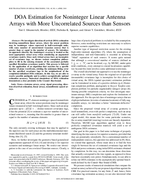 (PDF) DOA estimation for noninteger linear antenna arrays with more uncorrelated sources than ...