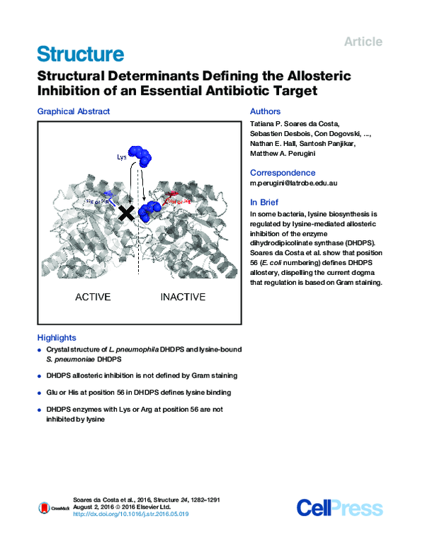 (PDF) Structural Determinants Defining the Allosteric Inhibition of an Essential Antibiotic Target