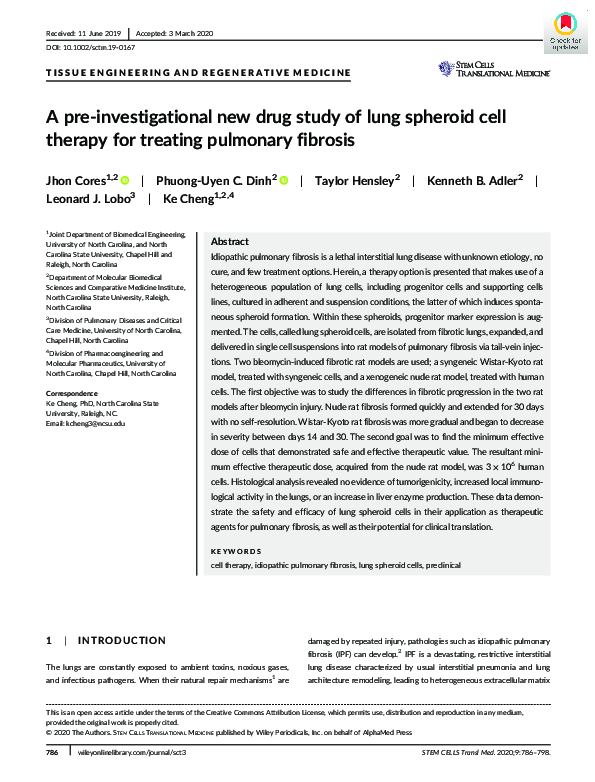 (PDF) A pre‐ investigational new drug study of lung spheroid cell ...