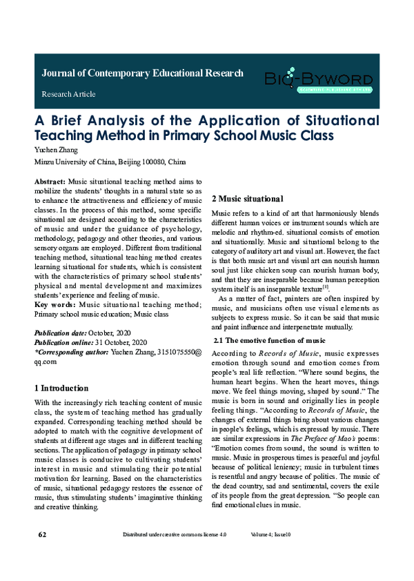 (PDF) A Brief Analysis of the Application of Situational Teaching ...