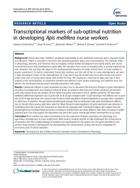 (PDF) Transcriptional markers of sub-optimal nutrition in developing ...