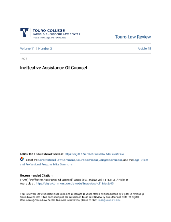 (PDF) Ineffective assistance of counsel