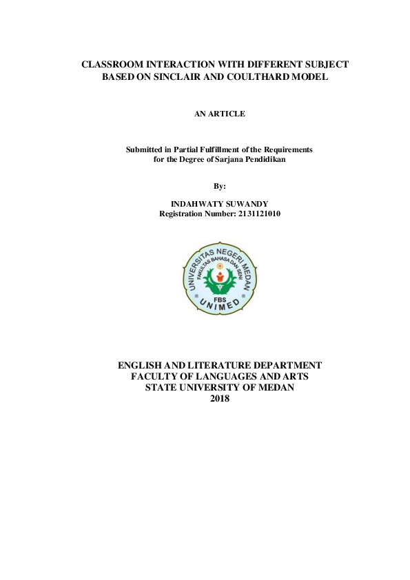 (PDF) Classroom Interaction with Different Subject Based on Sinclair ...