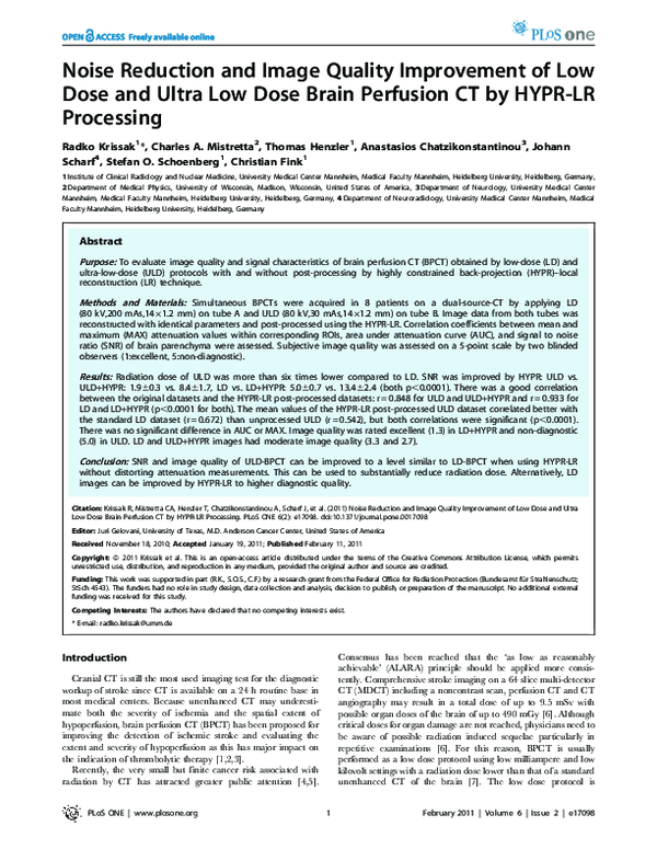 (PDF) Noise Reduction and Image Quality Improvement of Low Dose and ...