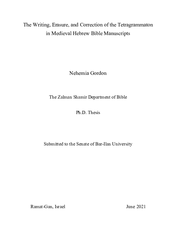 (PDF) Gordon, The Writing, Erasure, and Correction of the ...