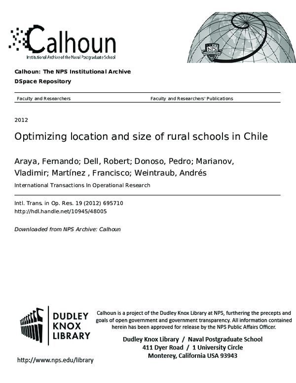 (PDF) Optimizing location and size of rural schools in Chile