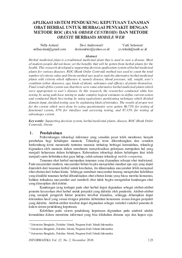 (PDF) Aplikasi Sistem Pendukung Keputusan Tanaman Obat Herbal Untuk Berbagai Penyakit Dengan ...